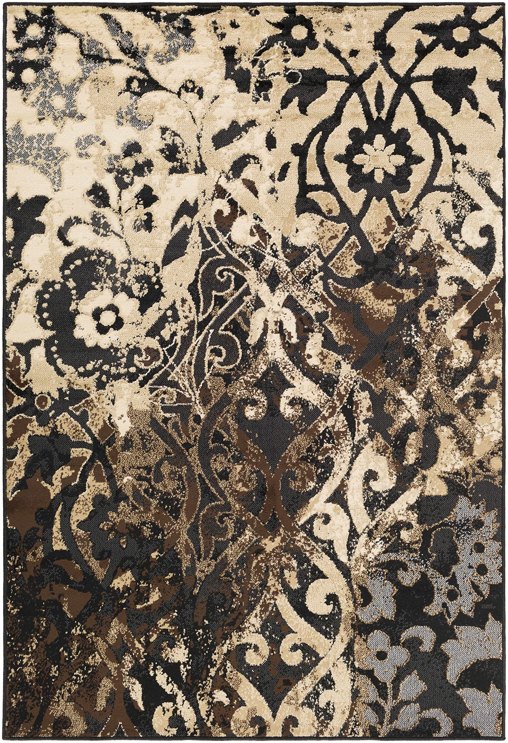 Hauteloom Lawtell Transitional Hallway, Entryway Runner Rug - Mid Century Modern Carpet - Traditional Classical Look - Black, Light Brown, Dark Brown, Tan - 2'2" x 7'7"