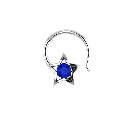 IRA Star Shape .925 Sterling Silver 3.00mm Sapphire Wedding Nose Piercing Ring Pin For Women