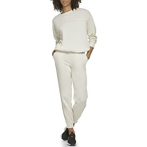 Tommy Hilfiger Women's Piping Rib Cuffs Woven On Other Sleeve Crew, Eggshell