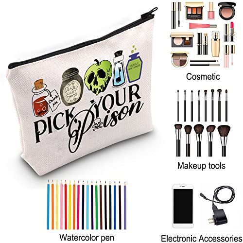 ZJXHPO Halloween Evil Queen Gift Villain Lover Gift Villain Poison Makeup Bag With Zipper Villain Canvas Cosmetic Bag Survival Kit (poison)