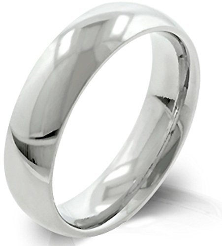 His Hers Couples Ring Set Womens Round CZ Stainless Steel Wedding Ring Set Mens Matching Band - Size W6M9