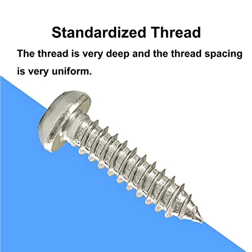 Qrity 100PCS #8x3/4 (M4x20mm) Self Tapping Screw, Torx Pan Head Screws, Stainless Steel Round Head Self Drilling Screws