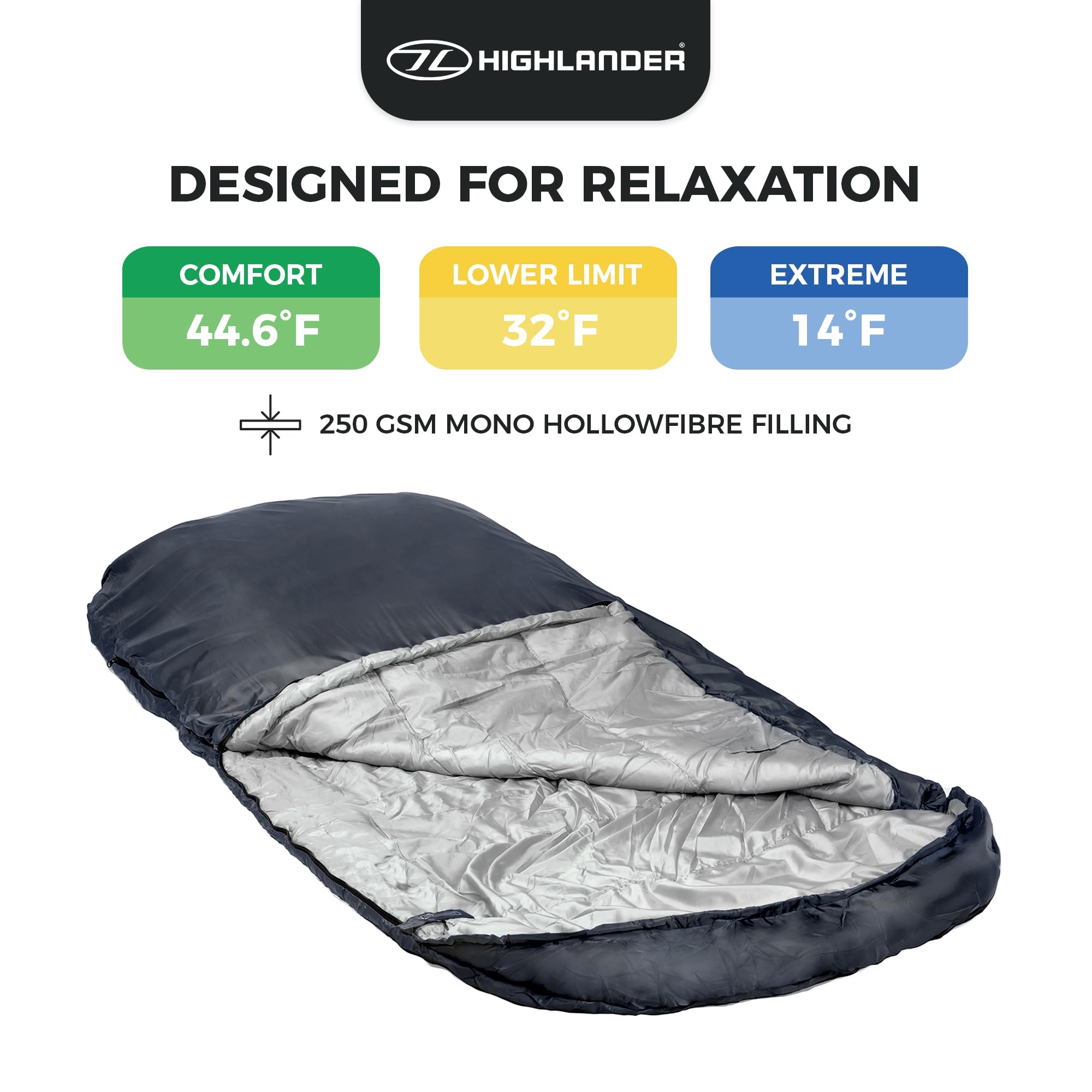 HIGHLANDER Sleephaven Sleeping Bag for Adults & Kids, Extra Large Sleeping Bag for Camping, Hiking, Outdoors, Backpacking