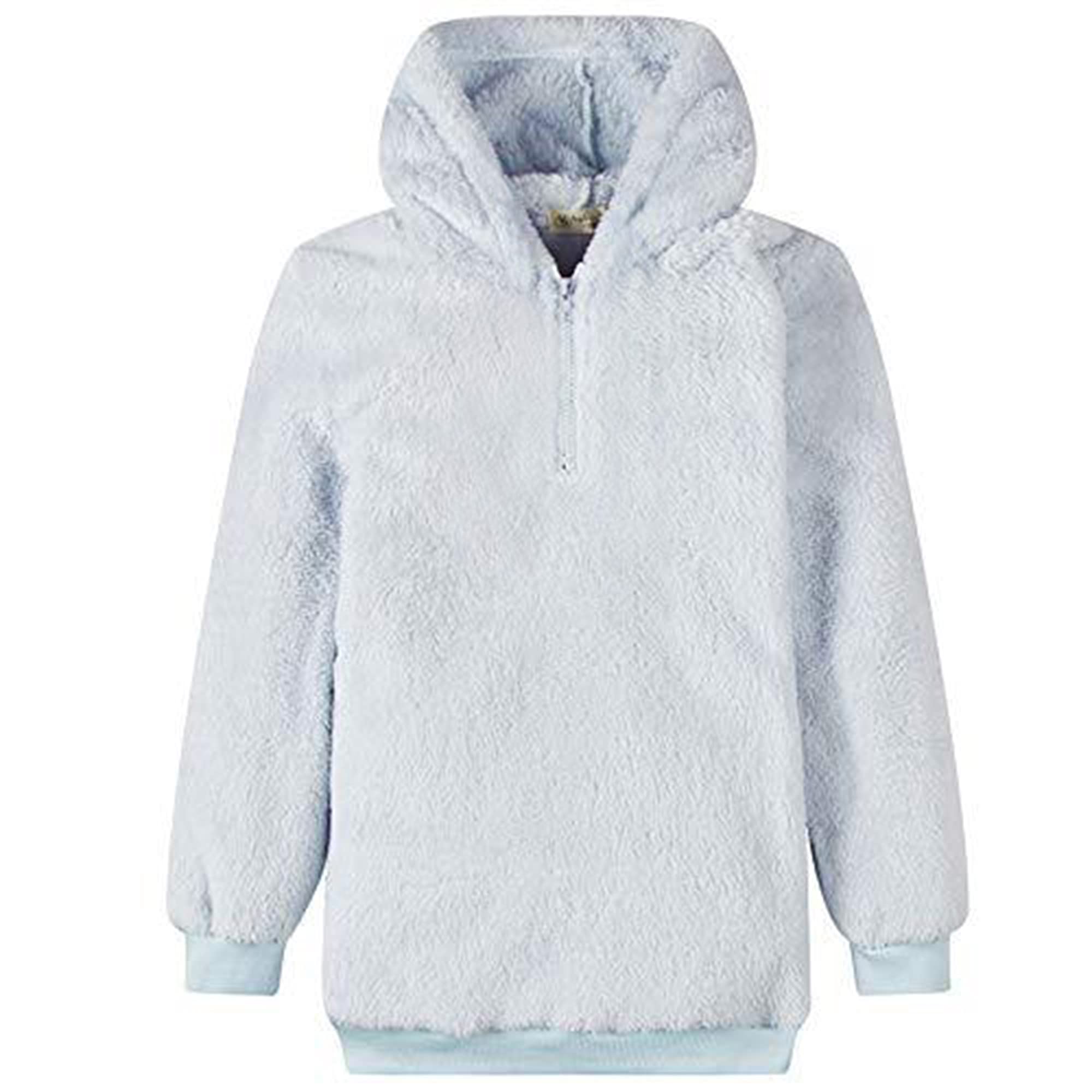 HMBEIXYP Girl's Polar Fleece Sherpa Pullover Fuzzy Fleece Sweatshirt Hoodie with Pockets Blue 140CM