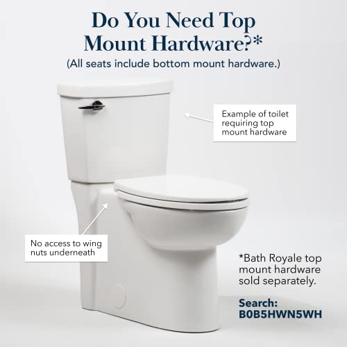 Round Toilet Seat BR620-00 White, Soft Close, Stain-Resistant and Easy to Clean, Fits All Toilet Brands; Premium Series by Bath Royale