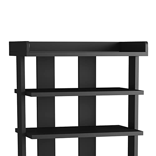 HOMEFORT 7-Tier Wood Shoe Rack, Double Rows, Black, 18" W x 11" D x 45" H