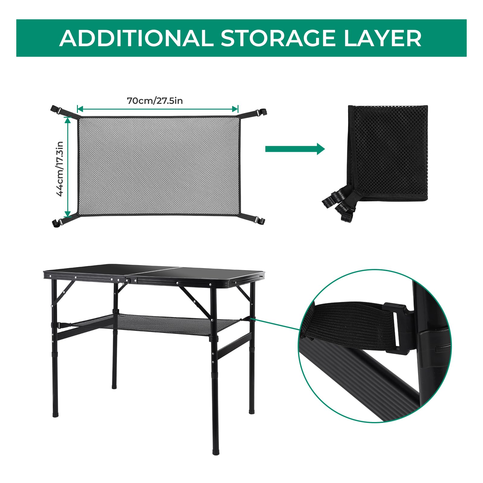 HIPAHIPA Camping Table Portable Folding Table Lightweight Aluminum Picnic Table Indoor Outdoor Table for BBQ RV Camping with Portable Handle