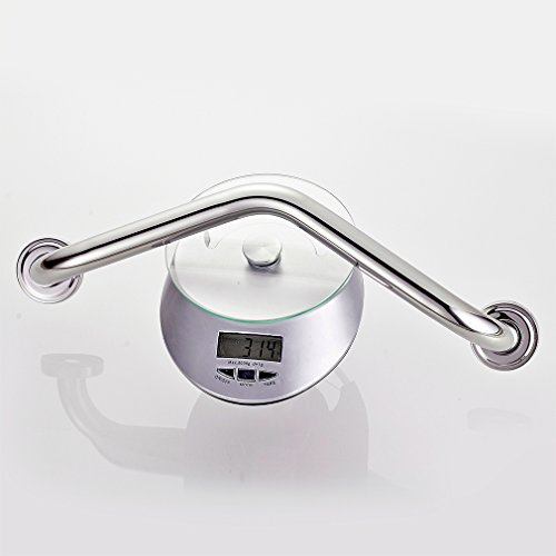 ROVATE Shower Angled Grab Bar, Bathroom Safety 17-Inch Stainless Steel Bathtub Grip, Chrome