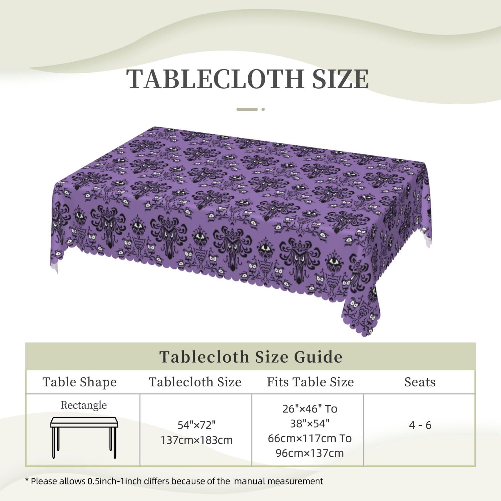Haunted the Mansion Rectangle Tablecloth - 54 X 72 Inch - Water Resistant Spill Proof Washable Polyester Table Cloth Decorative Fabric Table Cover for Dining Table, Buffet Parties And Camping