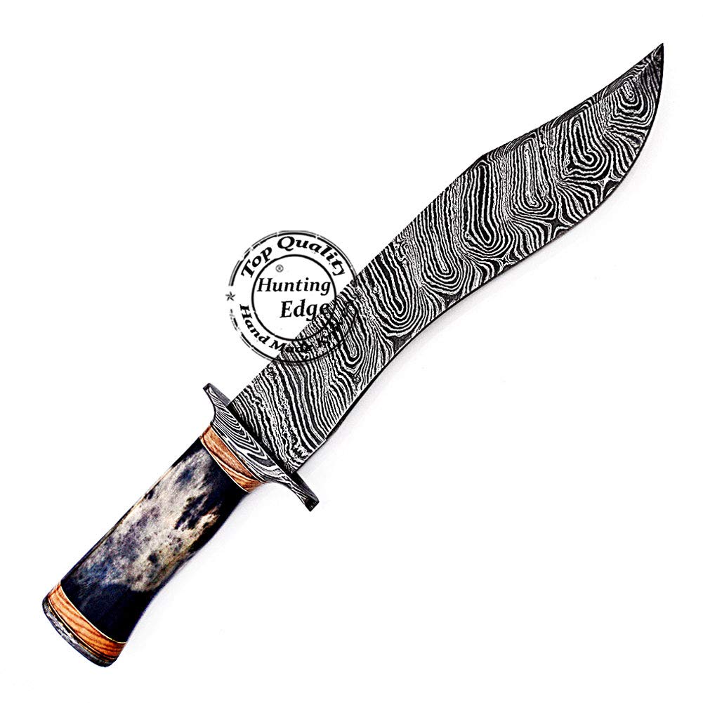 HE-823 Custom Handmade 15" Damascus Steel Hunting Knife, Perfect Grip, 100% Prime Quality