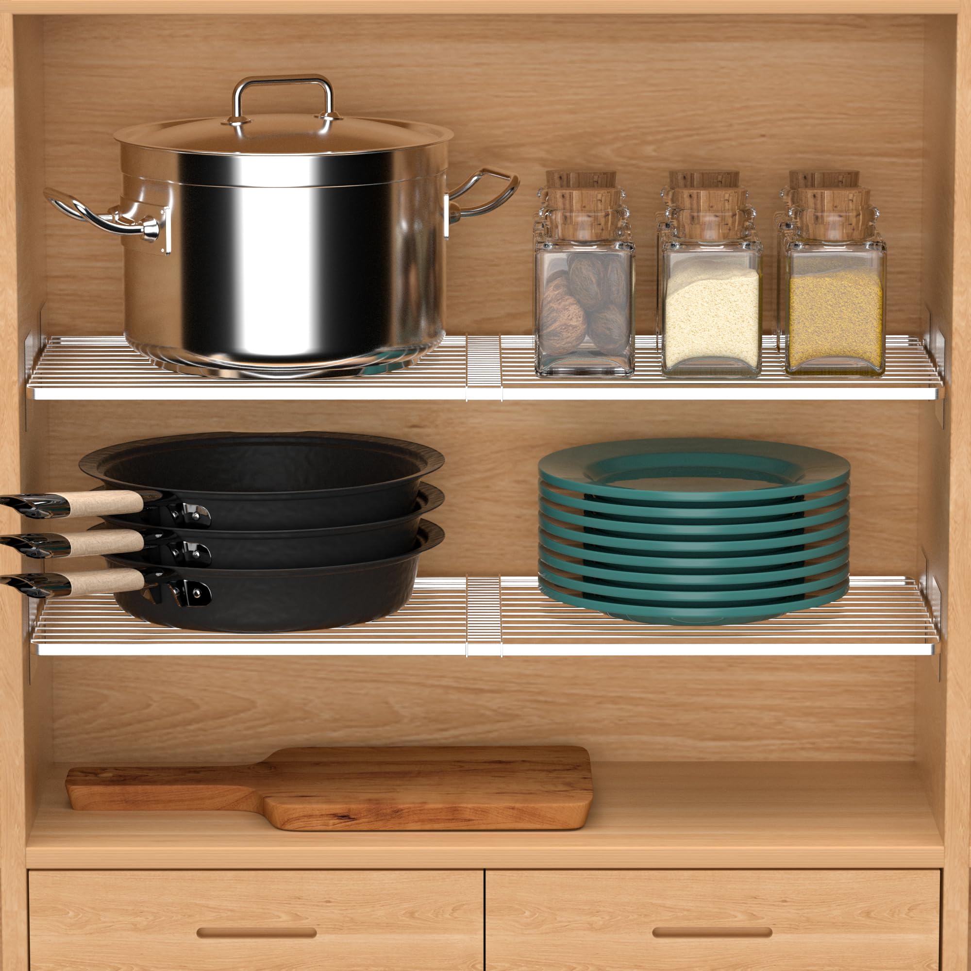 WEJIPP Closet Tension Shelves Expendable Cabinet Organizer Wire Shelf Metal DIY Divider Separator for Cabinet Wardrobe Cupboard Pantry Kitchen Bedroom