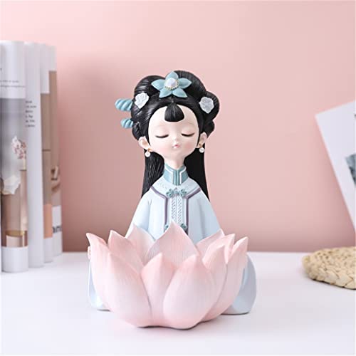 WODMB Ancient Style Allure Country Allure Flower Fragrance Storage Large Ornaments Home Bookcase Table Porch Storage Gifts (Color : Blue, Size : 22 * 18 * 25cm)