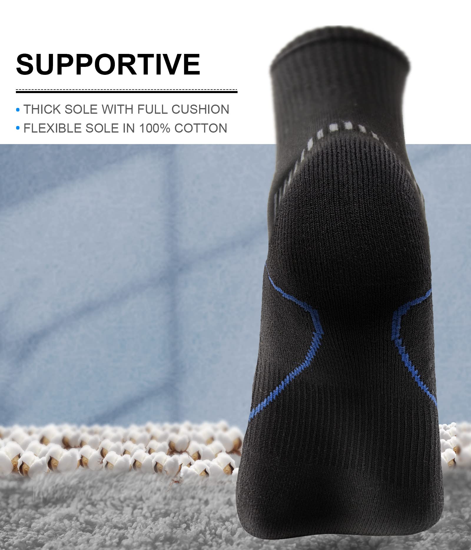 KEMISANT Men Compression Socks 3/6 Pairs, Athletic Socks Cushioned Sole for Men Running Walking,Arch Support