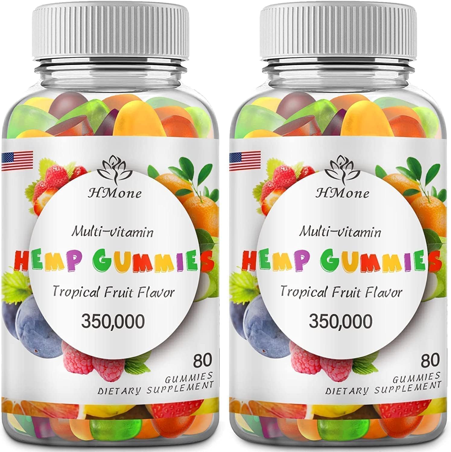 Hemp Gummies High Potency Organic Extra Strength Made with Hemp Oil Vegan Edible Bear Candy, Non-GMO, Low Sugar, Made in USA - 2 Packs(Crabapple)