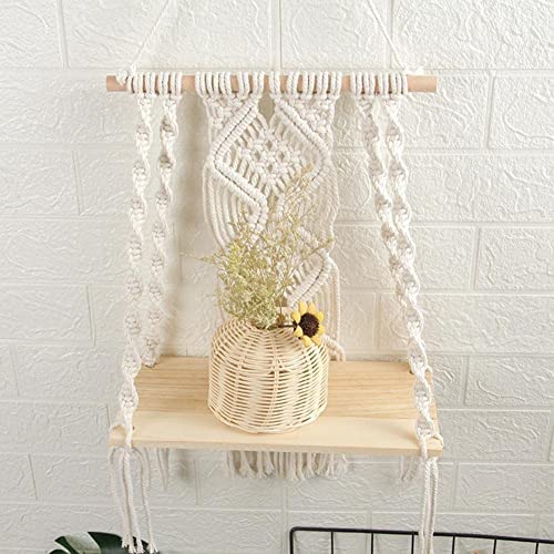 Ywreeddace Macrame Wall Hanging Shelf,Handmade Boho Rope Plant Hanger Holder for Decor