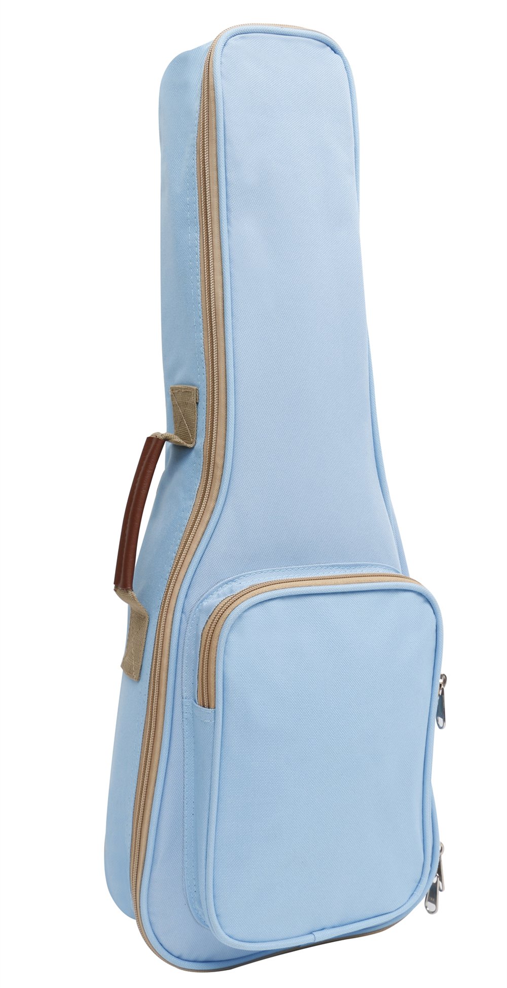 HOT SEAL 10MM Leather Handles Thick Durable Colorful Ukulele Case Bag with Storage (23/24in, Light blue)