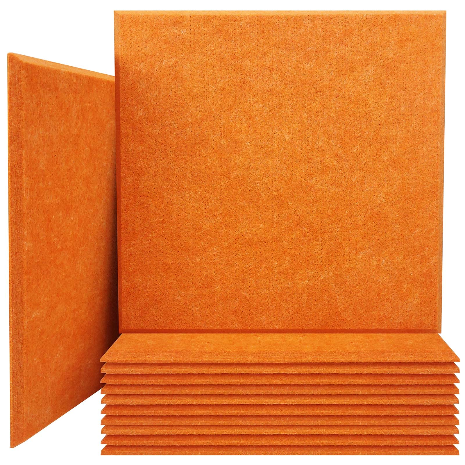 JBER Professional Acoustic Foam Panels, Sound Proof Padding Soundproofing Absorption Panel, 12" x 12" x 0.4" High Density Beveled Edge Wall Tiles for Acoustic Treatment -12 Pack Orange