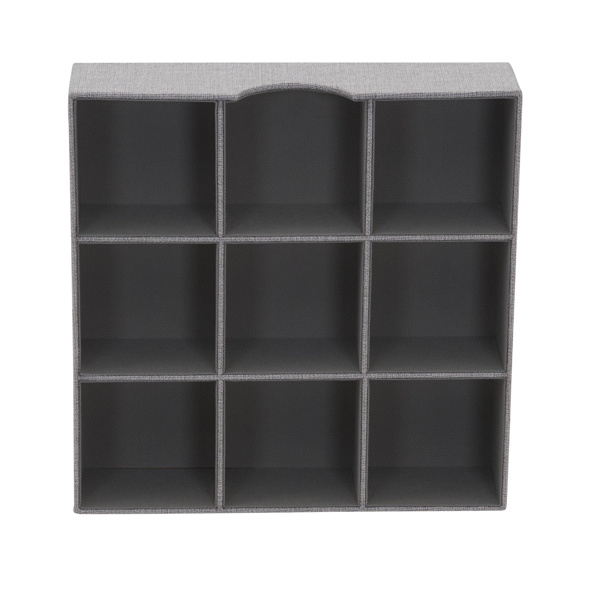 Household Essentials Grey 728-1 Deep 9 Section Drawer Organizer Box for Storage 12 in x 3.13