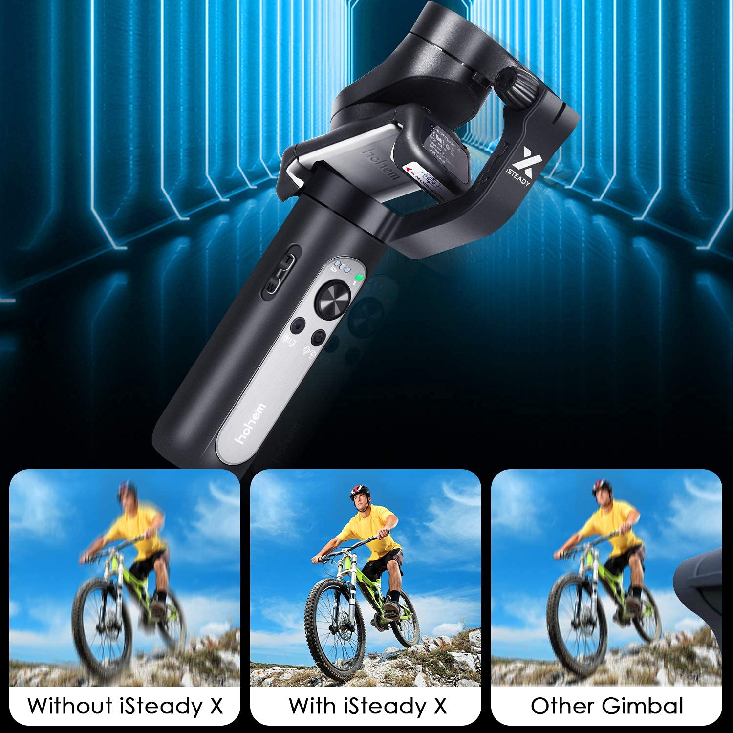 Hohem iSteady X Gimbal Smartphone Gimbal Stabilizer 3-Axis Gimble Moment Story 270° Roll Inception Mode Compatible with iPhone 14/13/12/11 Mini/Plus/Pro/Max & Android Smartphones (Black)