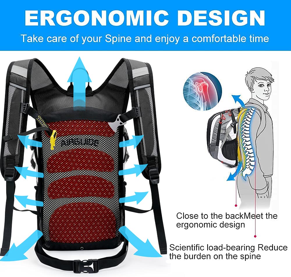 INOXTO Hydration Pack Backpack,18L Hydration Pack Lightweight Water Backpack with 2L Water Bladder Bag Daypack for Hiking Running Cycling Camping Hunting for Women Men Kids (Orange)