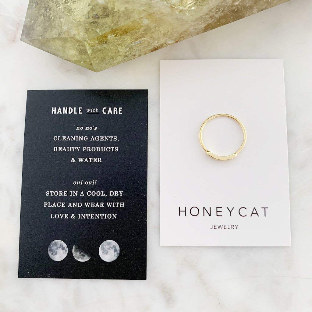 Honeycat "Honey Imprint Bar Ring in Gold, Rose Gold, or Silver | Minimalist, Delicate Jewelry (Gold, 6)