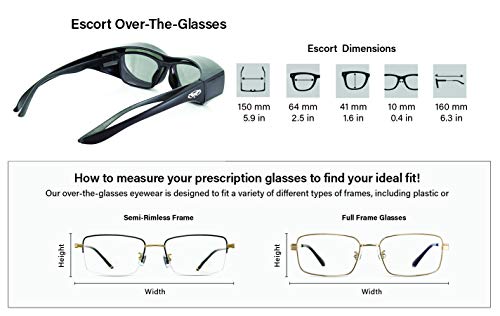 Global Vision 2 Pairs Clear and Smoke - Escort Fit Over Sunglasses ANZI Z87.1+ Safety Compliant