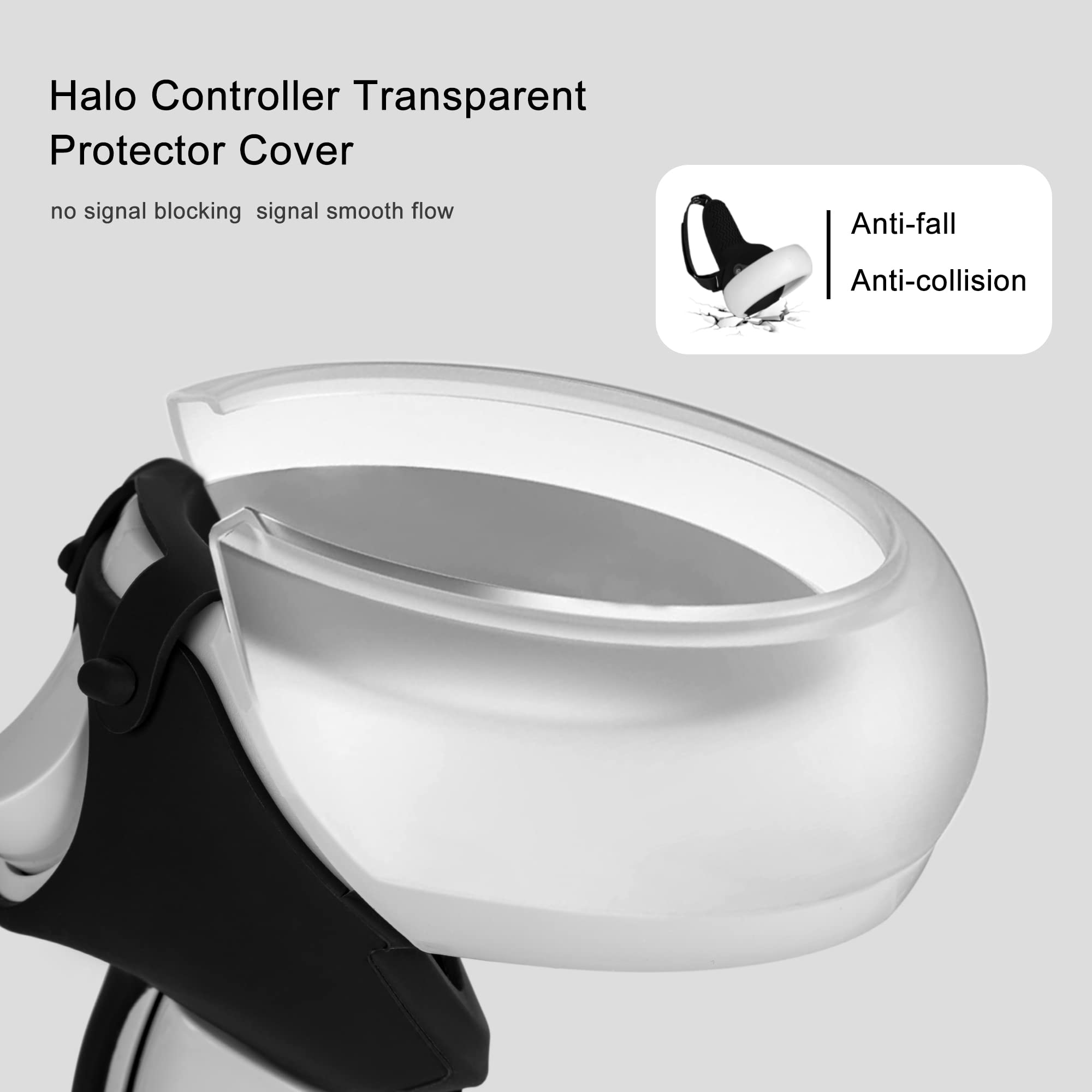 HCHRVR for Meta Quest 2 Controller Grips Accessories, Anti-Throw Silicone Grip Cover Protector with Knuckle Straps 。Anti-Bumping Silicone Halo Cover with Protection. (white)