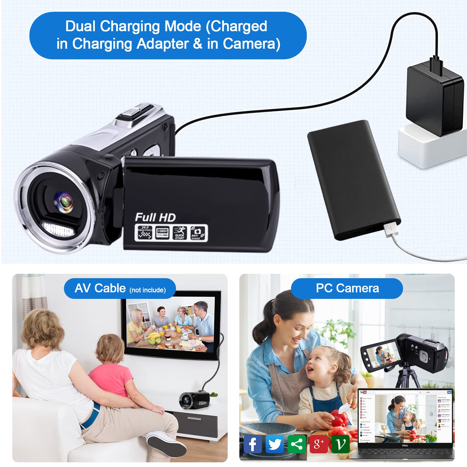Heegomn Video Camera Camcorder 1080P 36MP Video Recorder Camera Vlogging Camera for YouTube TikTok Digital Camera Recorder Kids Camcorder with 2.8" LCD Screen,8X Digital Zoom for Teens Beginners