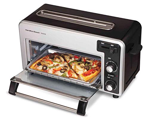 Hamilton Beach Toastation Oven with 2 Slice Toaster Combo, Ideal for Pizza, Chicken Nuggets, Fries and More, Black (22720)