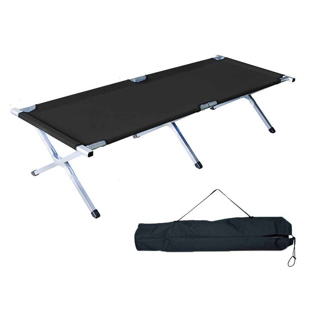 Homevibes Folding Lightweight Bed & Portable Camping Cot with Carry Bag for Adults Hiking Hunting Traveling, Black