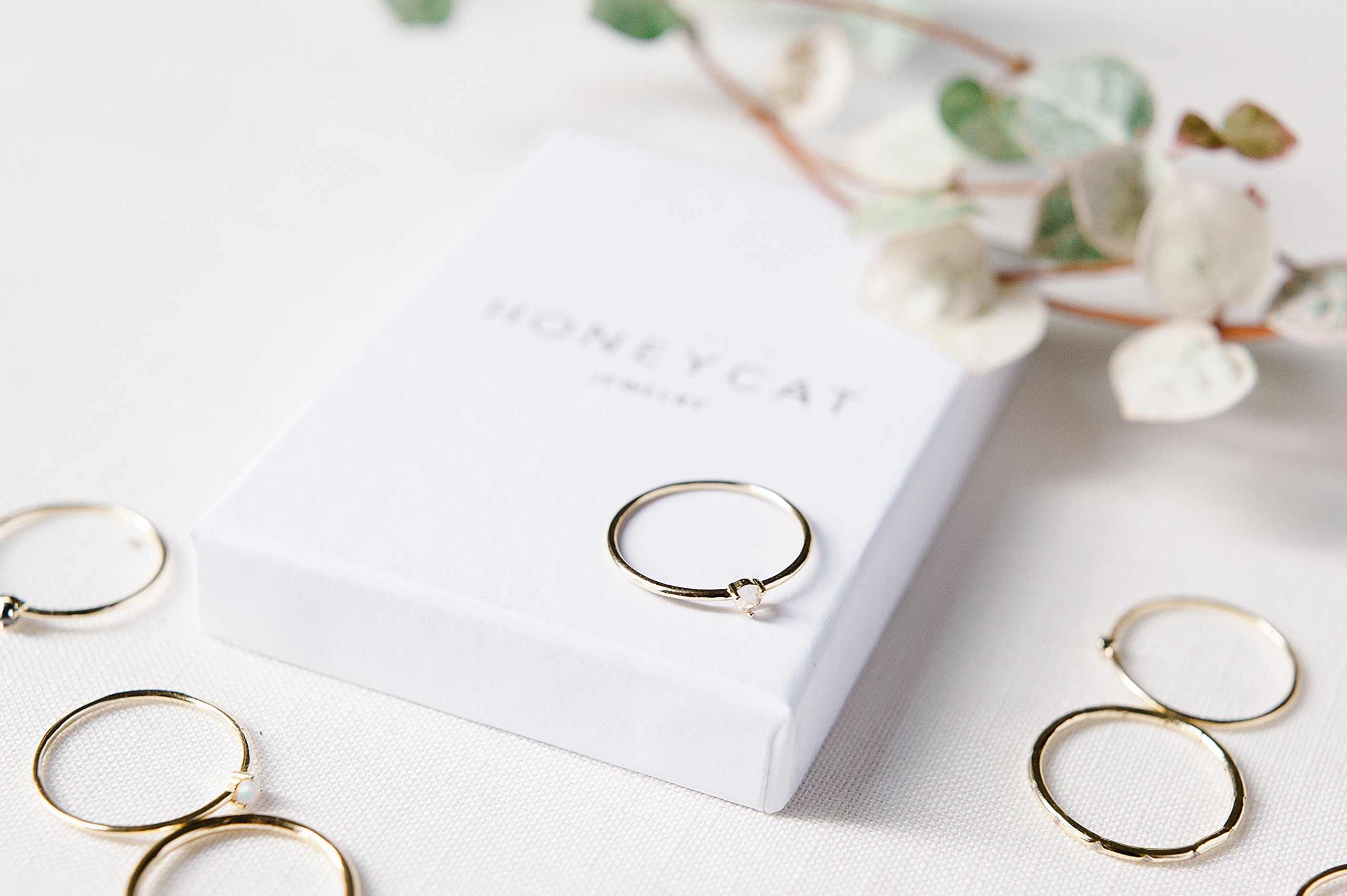 Honeycat Rose Quartz Crystal Point Ring in 18k Gold Plate | Minimalist, Delicate Jewelry (Gold 5)