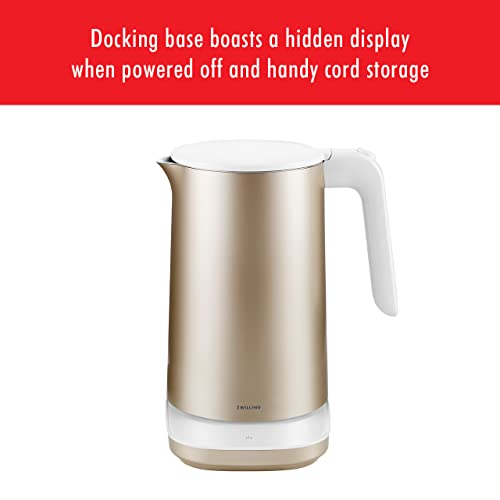 ZWILLING Enfinigy 1.56-qt Cool Touch Electric Kettle Pro, Cordless Tea Kettle, Gold