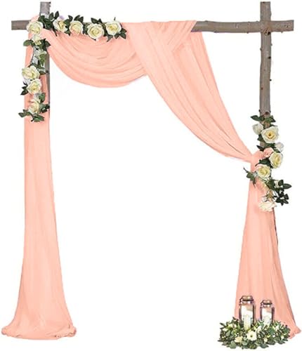 SFN SKY Blush 100% Chiffon Arch Ceremony Backdrop 30" x 6 Yards for Wedding Arch Door/Home Canopy Bed Curtains - Long Sheer Window Topper Valances/Bedroom Tablecloth (Blush)