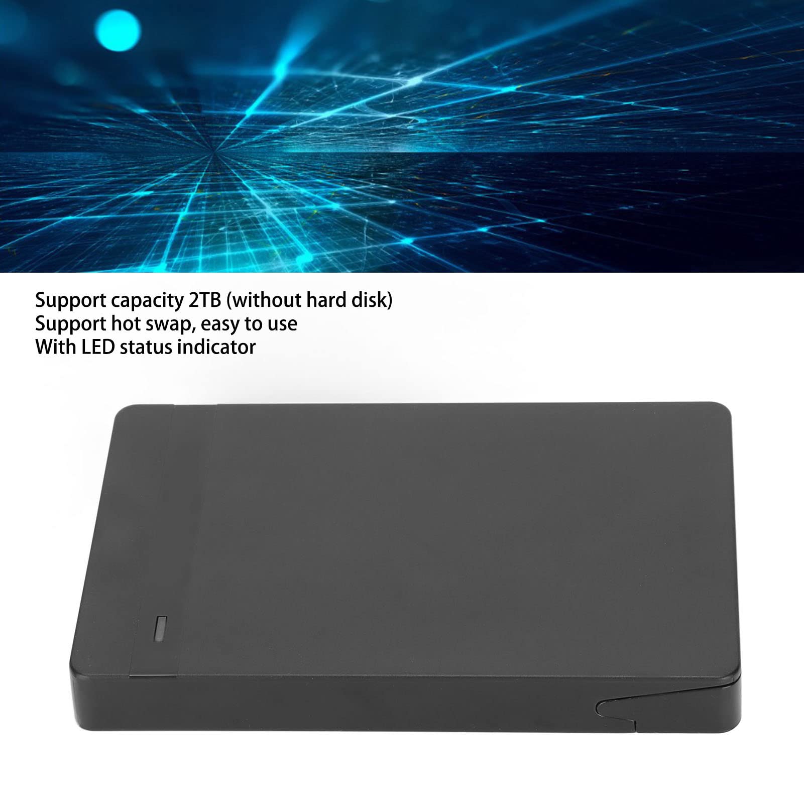 Portable 2TB Hard Drive Enclosure Rugged Design TypeC Hard Drive Enclosure 10Gbps Streaming Laptop to PC (Black)