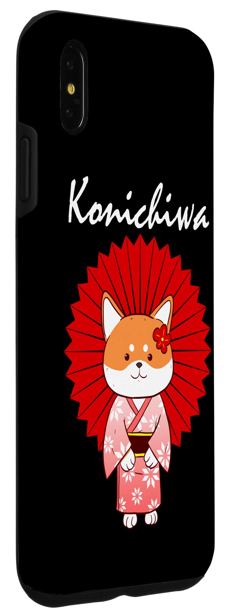 iPhone XS Max Funny Shiba Inu Uni Dog Konichiwa Kimono Flower Dress Case
