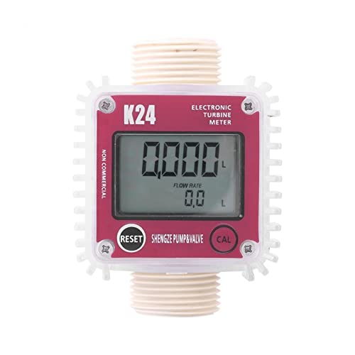 QYTEC Hose Timer 1PC K24 Turbine Digital Diesel Oil Fuel Flow Meter Gauge for Chemicals Liquid Water Hot Water Timer