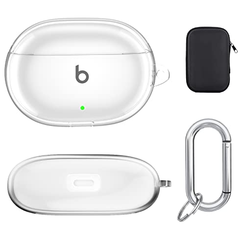 Valkit Compatible with Beats Studio Buds/Buds + Case Cover, Clear Soft TPU Protective Cover with Keychain for Women Men Shockproof Skin Case for Beats Studio Buds 2021/Beats Studio Buds + 2023