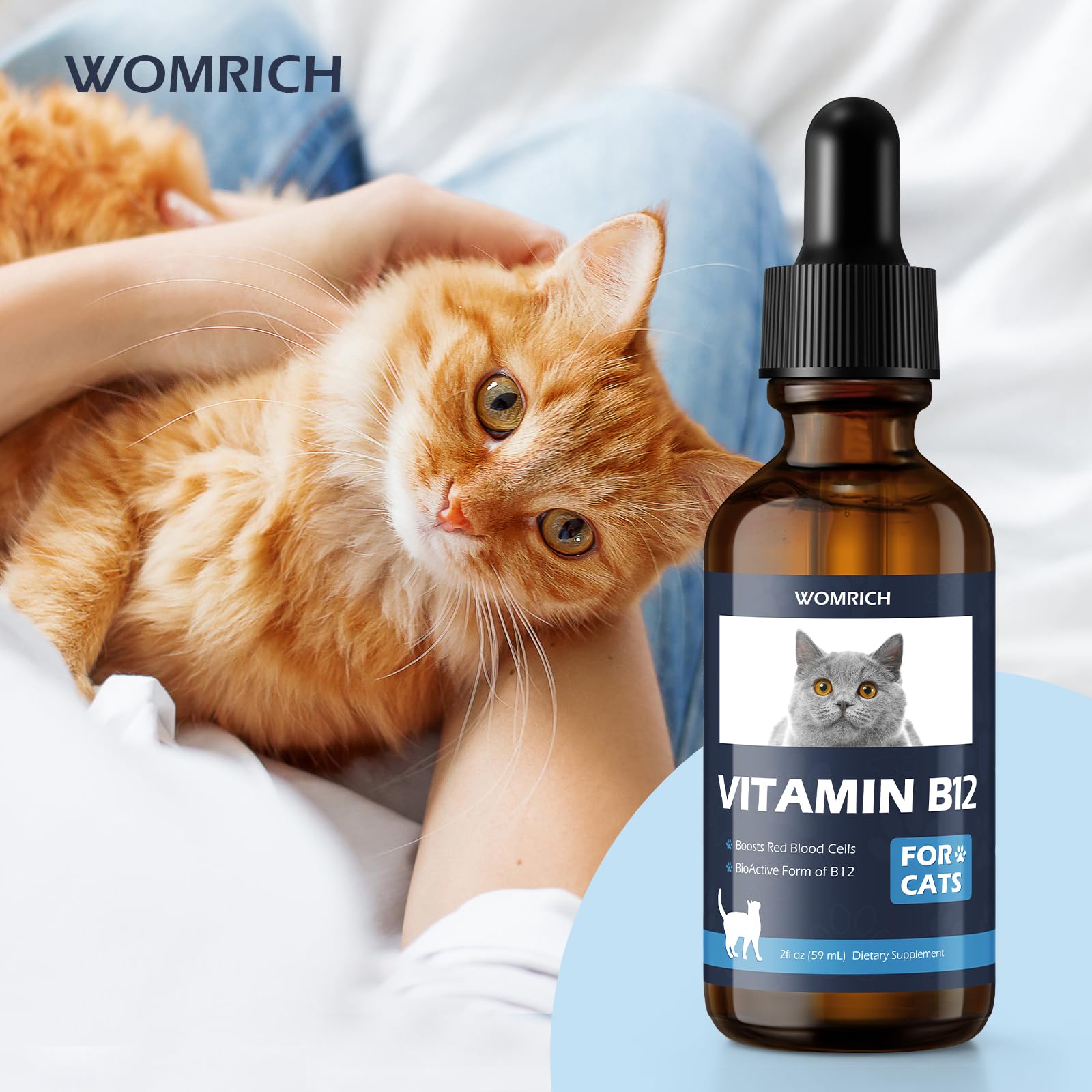 Vitamin B12 for Cats | Boosts Red Blood Cell Formation, Energy Boost, Nervous System & Appetite | Methylcobalamin Supplement | 2 fl oz Dropper