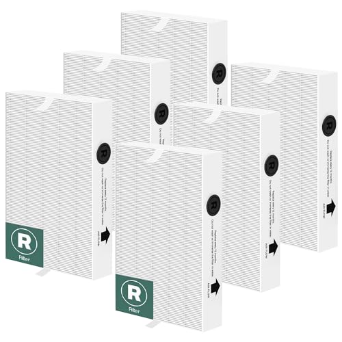 HEPA Air Purifier Filter R Replacement for Honeywell Air Purifier HPA100/200/300 and 5000 Series, 6 Pack True HEPA Filter Compatible with Honeywell R Filter (HRF-R3 & HRF-R2 & HRF-R1)