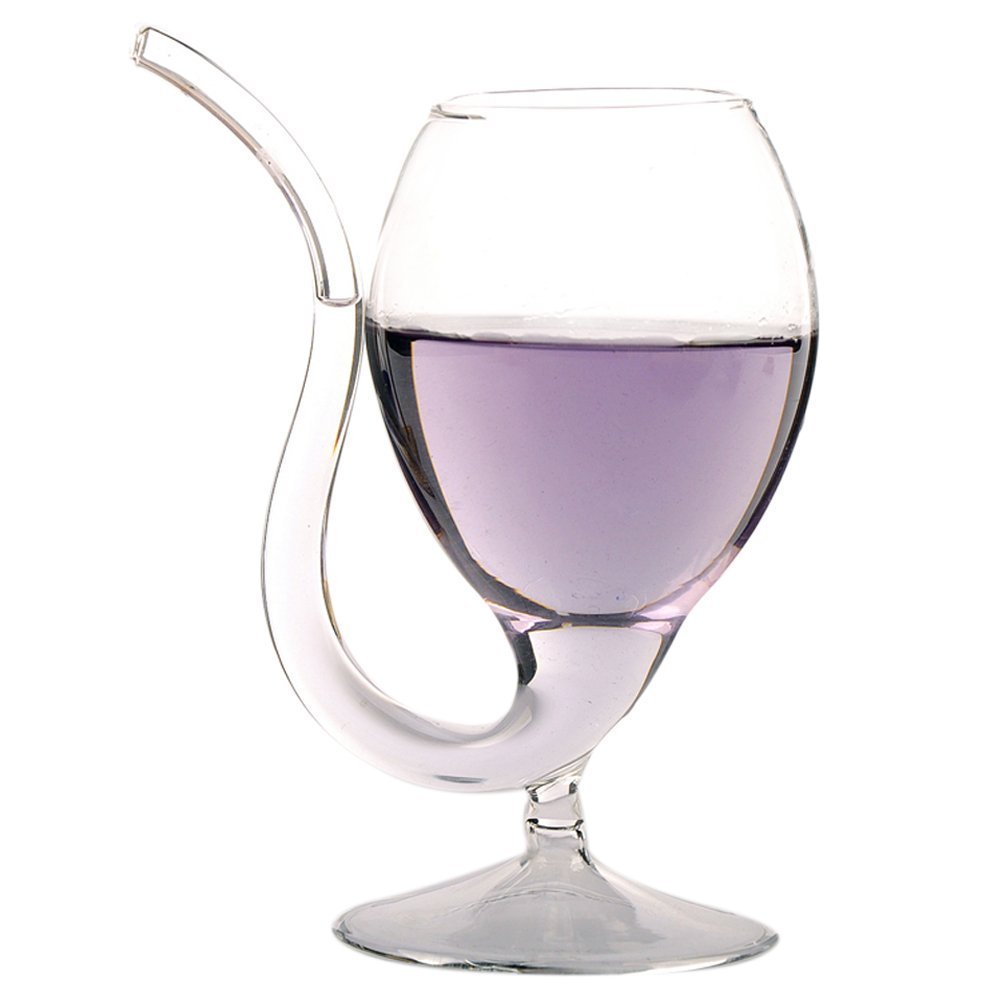 LOHOME Creative Vampire Filter Wine Glass, Clear Juice Cup, Goblet With Drinking Tube Straw High Gorosilicate Glass Wine Decanter, 300ml/10oz (Pack of 1)