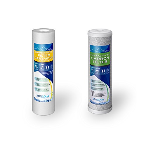Replacement Filters for Two Stage Countertop Drinking Water Filtration System 5 Micron Sediment & Block Activated Carbon Water Filter Cartridges WELL-MATCHED with WFPFC8002, WHCF-WHWC, P5, AP110