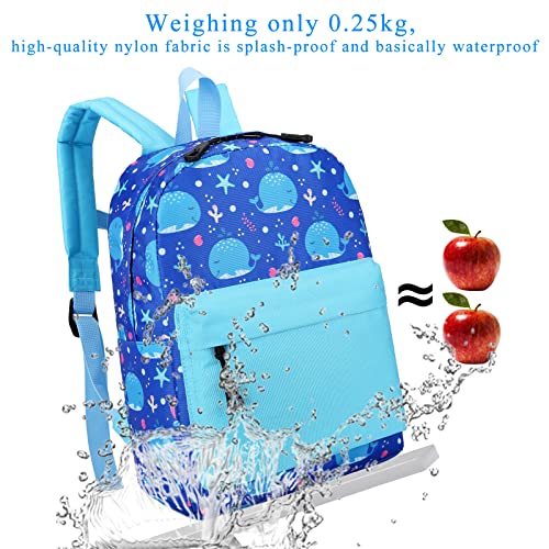 Vanaheimr Kid Toddler Backpack for Boys Cute Whale Shark Preschool Bookbag Child Daycare Nursery School Backpack with Chest Strap