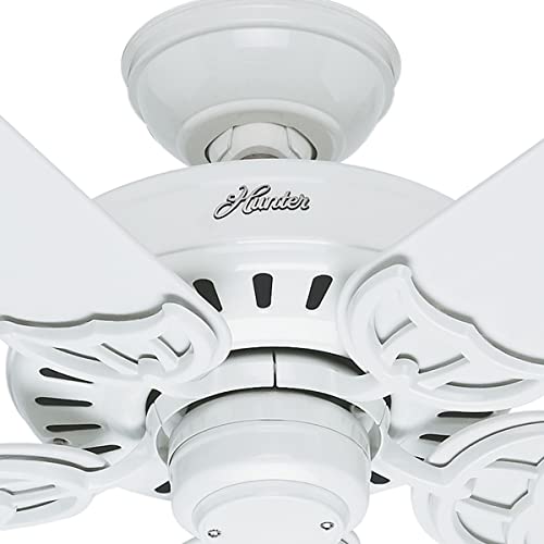 Hunter Fan Company 53125 Bridgeport 52 Inch Versatile Indoor/Outdoor Damp-Rated Home Ceiling Fan with Pull Chain Control without Light Fixture, 52", White finish