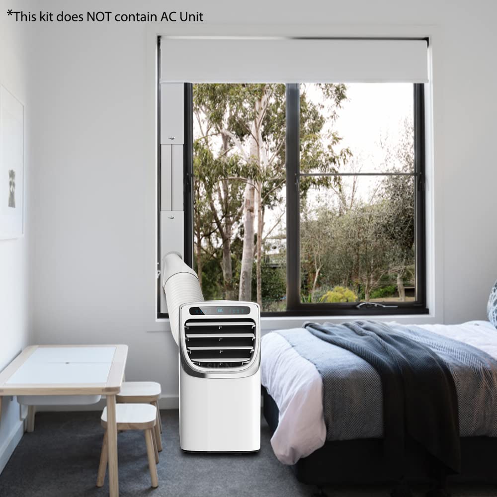 Portable Air Conditioner Window Door Kit with 5.9”Exhaust Hose, Universal Adjustable Window Seal for AC Unit,Sliding AC Vent Kit for Horizontal or Vertical Window, Window Kit with 1.5M Hose