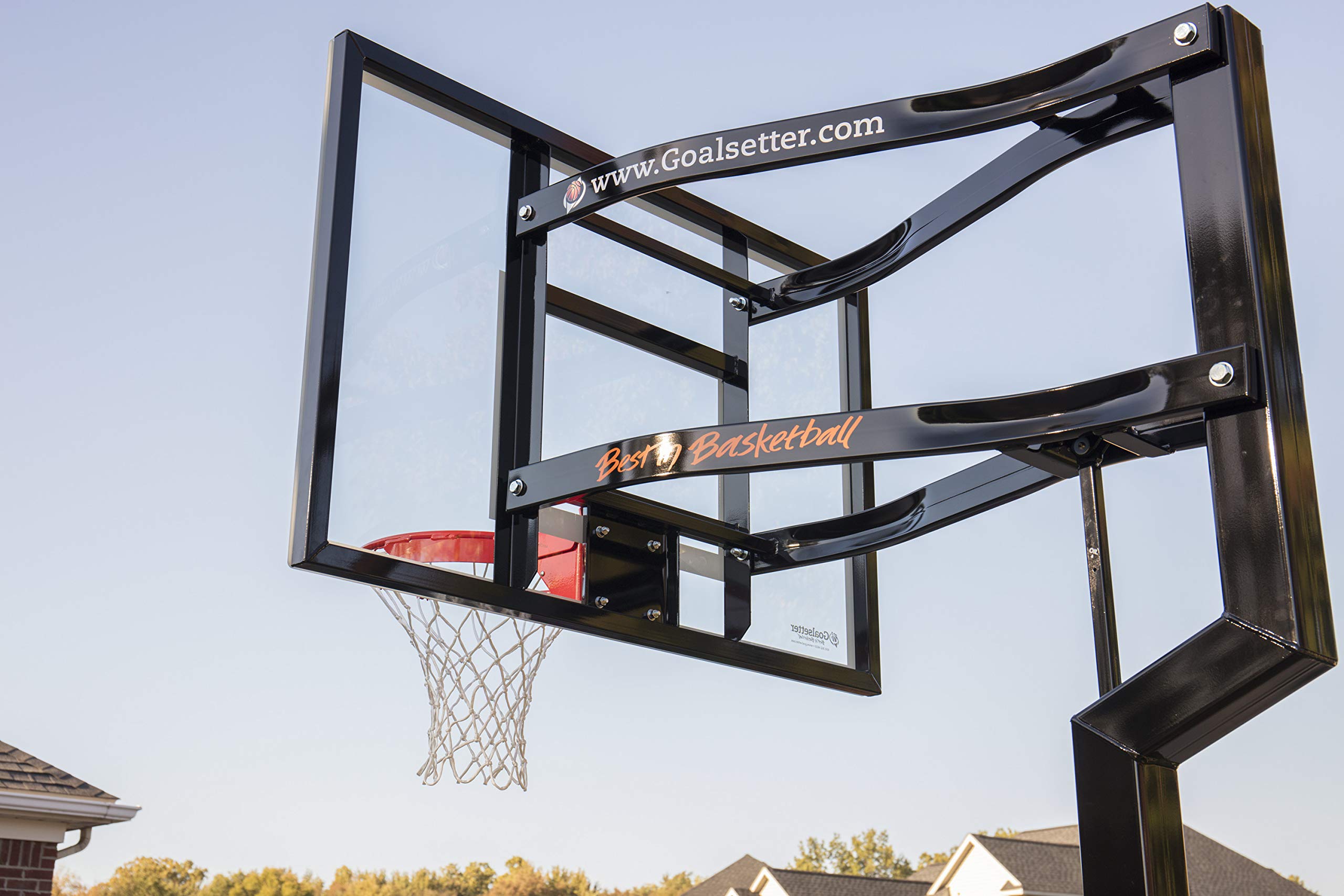 Goalsetter Contender In Ground Adjustable Basketball System with 54-Inch Glass Backboard and Flex Rim, Black (SS44554G3W)