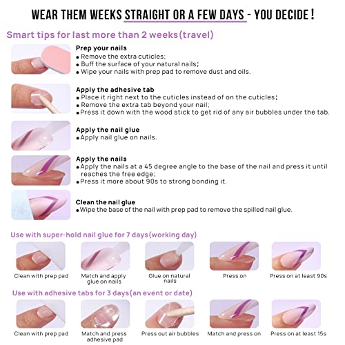 White Press On Nails Short - BTArtbox Supremely Fit & Natural Soft Gel Press on Nails Almond, White Glue on Nails with Nail Glue, Reusable Stick on Nails in 16 Sizes - 32 Fake Nails Kit, Cream Puff