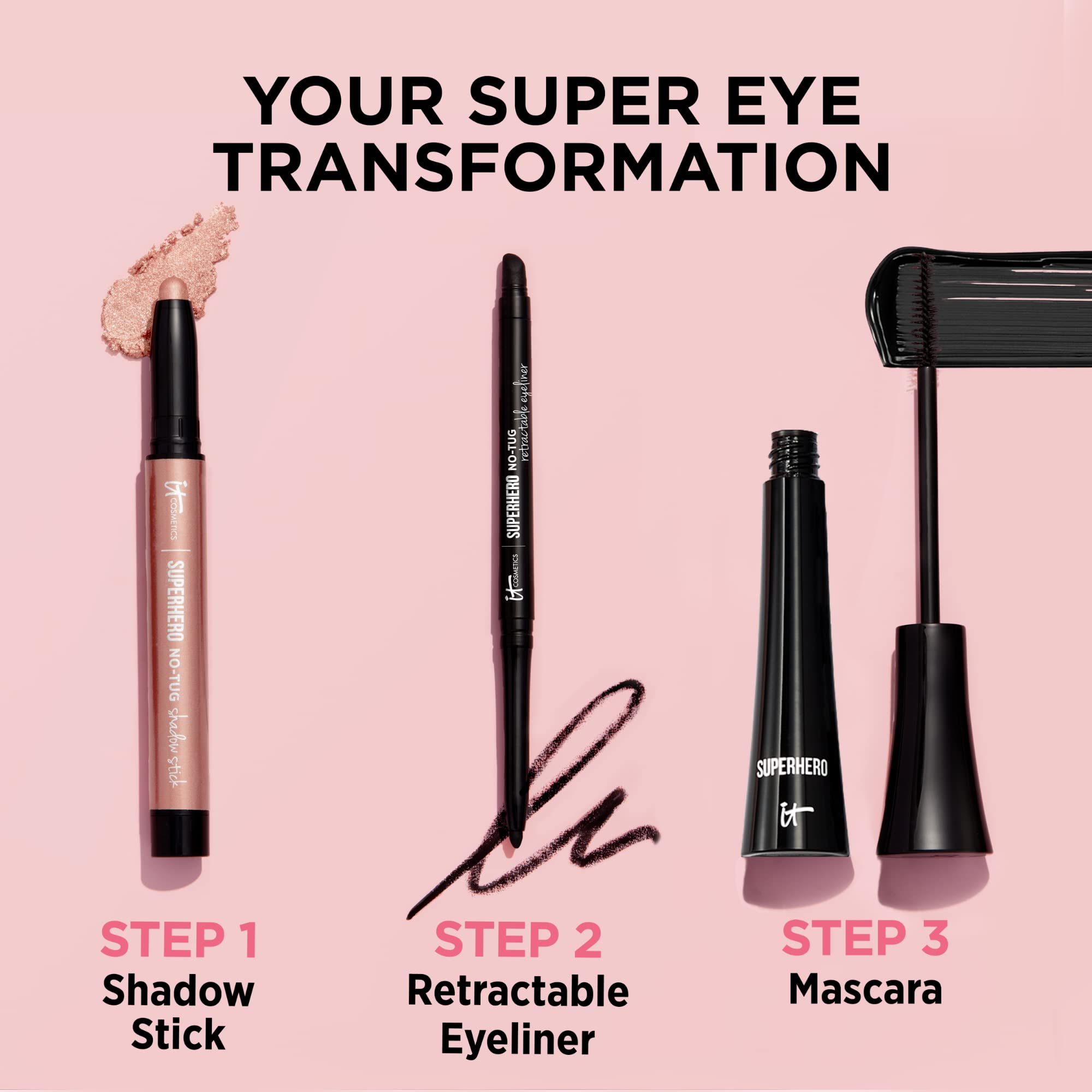IT Cosmetics Superhero No-Tug Retractable Eyeliner, Brown - All-Day Wear, Waterproof Formula Won’t Smudge - With Avocado Oil, Chamomile Extract, Vitamin E & Carnauba Wax - 0.008 oz