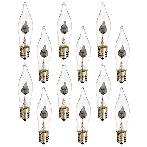Holiday Joy - Flicker Flame Crystal Clear Flame Tip Candelabra Replacement Bulbs - Great for Electric Window Candle Lamps - CA5 - E12-1 Watt - 120 Volts (6 Pack)