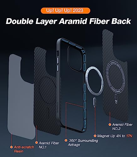 TORRAS 2023 Upgraded MegaMag Shield Designed for iPhone 14 Pro Max Case [Military Grade Drop Tested] [Compatible with MagSafe] for iPhone 14 Pro Max Phone Case [Aramid Fiber Made], Black
