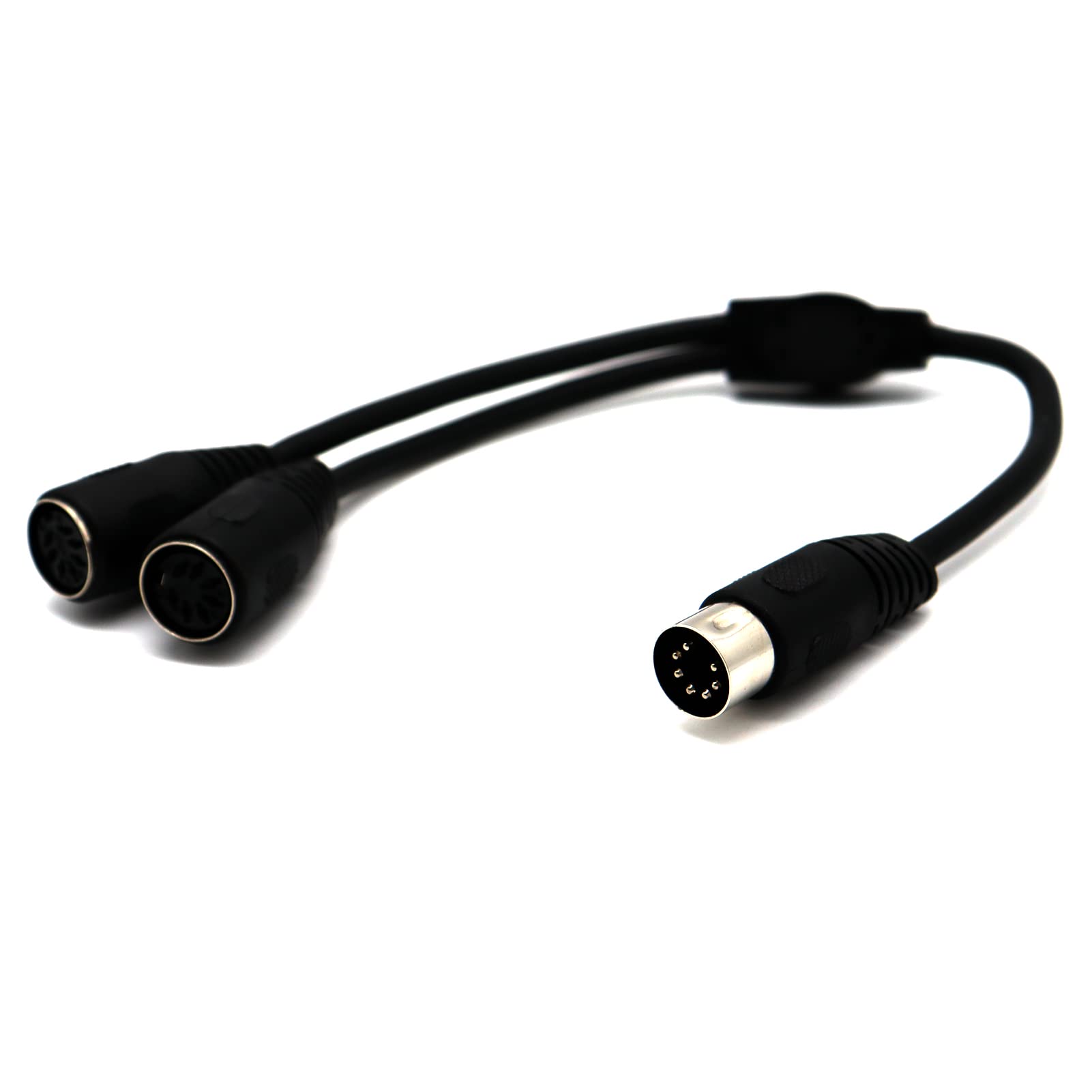 LOKEKE 7 Pin DIN MIDI Splitter Cable, 7 Pin DIN DIMI Male to 2 Din 7 Pin Female Y Cable Cord Wire Audio Socket for Bang Olufsen Naim(7Pin to 7Pin)